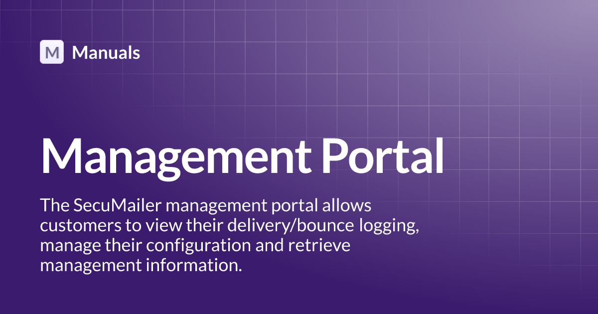 Management Portal | Manuals